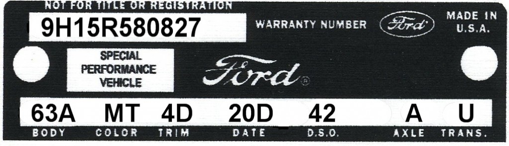 Mercury Cyclone Spoiler VIN & Data Plate – Talladega and Spoiler Registry